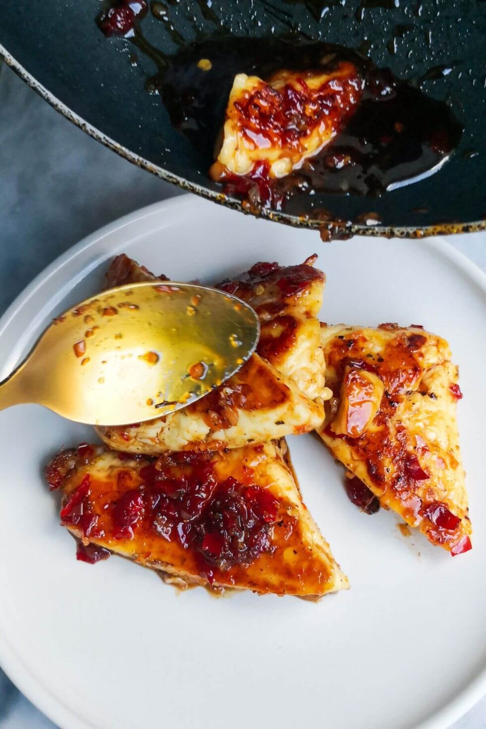 Sweet Chilli Glazed Halloumi - Dished by Kate