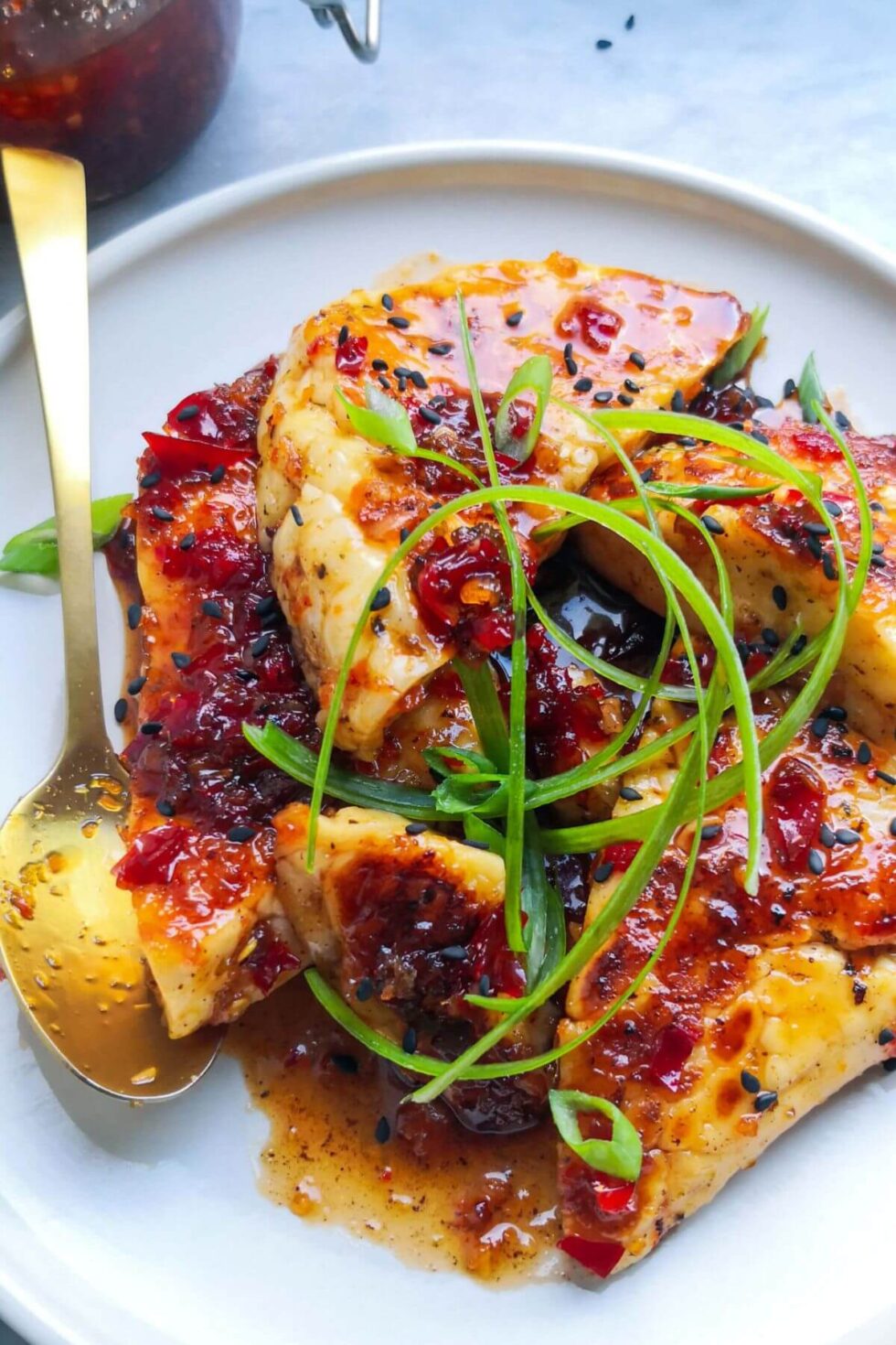 Sweet Chilli Glazed Halloumi - Dished by Kate