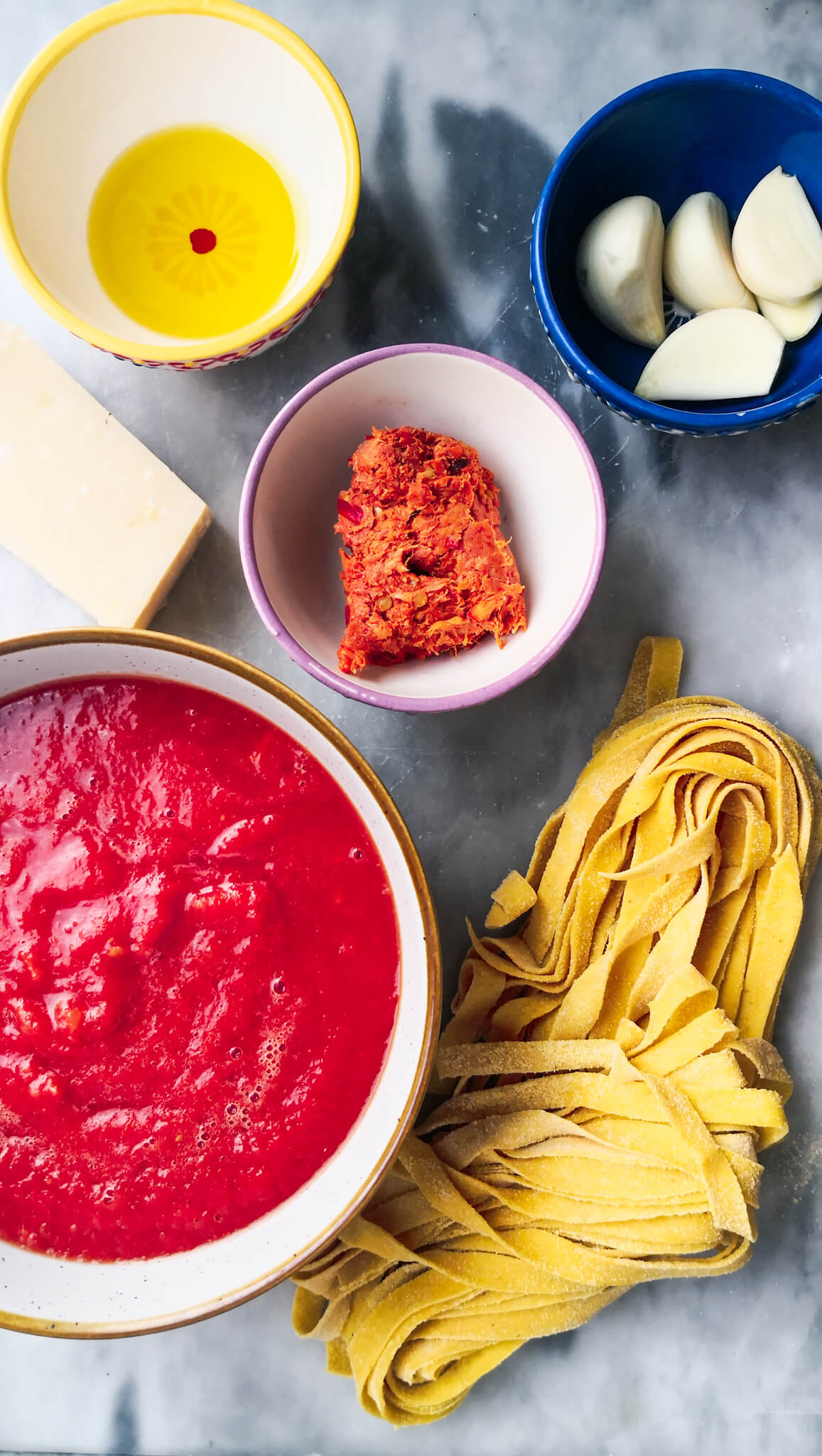 Spicy 'nduja fettucine with burrata - Dished by Kate Alexandra