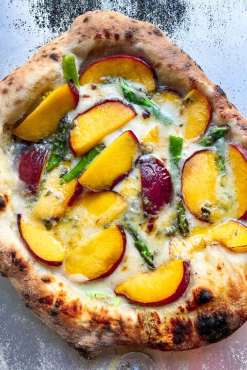 Peach, Blue Cheese and Sweet Chilli Pizza - Dished by Kate