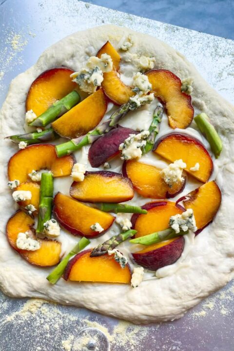 Peach, Blue Cheese and Sweet Chilli Pizza - Dished by Kate