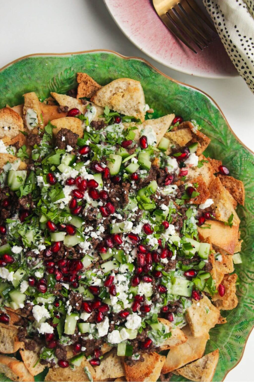 Sticky Beef Fatteh (Middle Eastern Style Nachos) - Dished by Kate