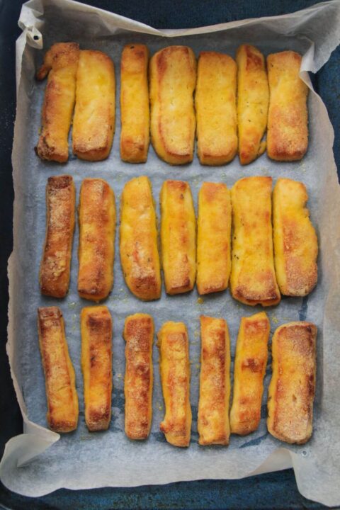 Easy Crispy Baked Halloumi Fries (4 Ingredients) - Dished by Kate