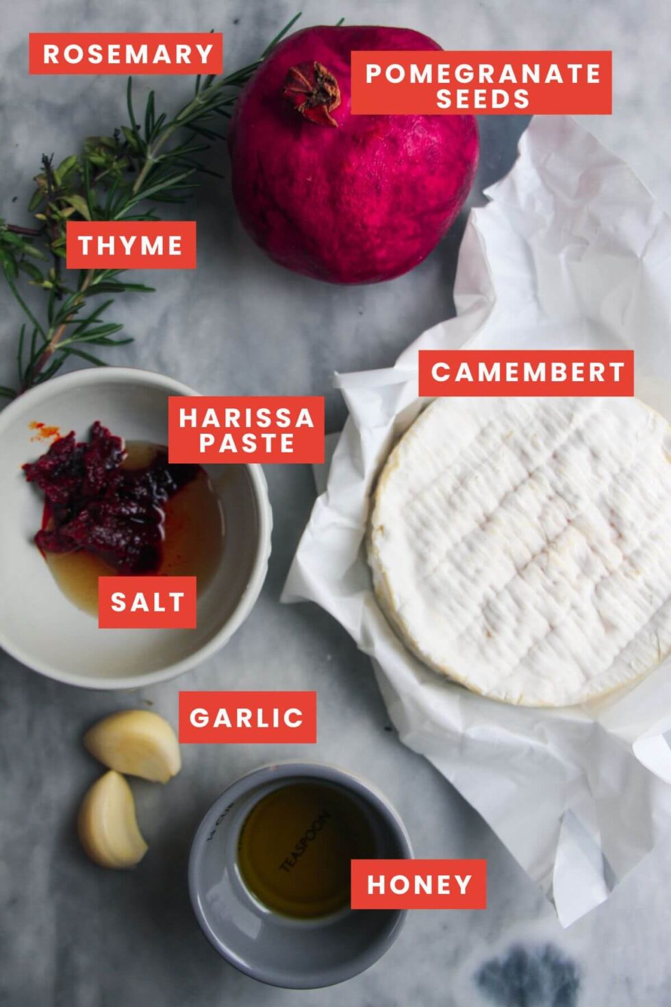 Easy Honey Harissa Baked Camembert - Dished by Kate