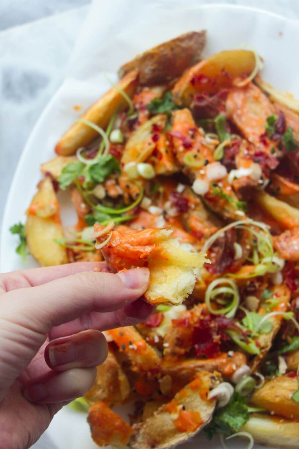 Crispy Spicy Loaded Potato Wedges - Dished by Kate