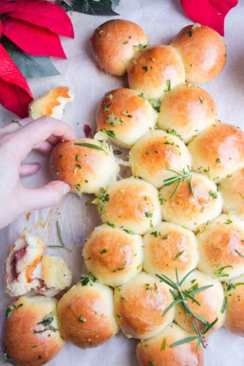 Cheesy Pull Apart Christmas Tree Dough Balls - Dished by Kate