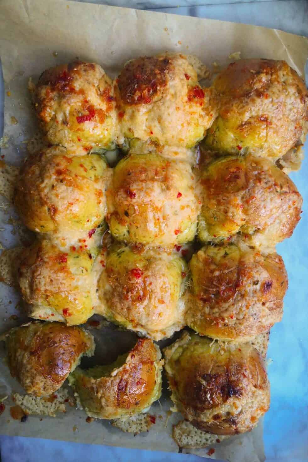 Cheesy Wild Garlic Hot Cross Buns - Dished by Kate