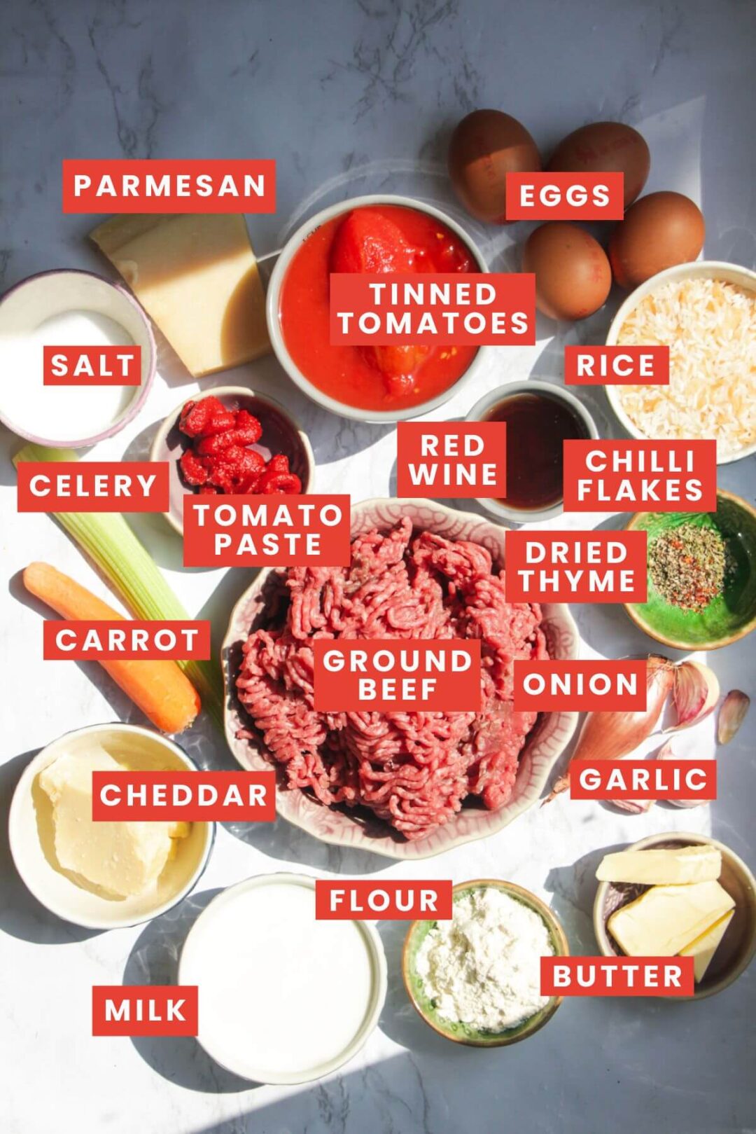 Cheesy Bolognese Rice Bake - Dished by Kate