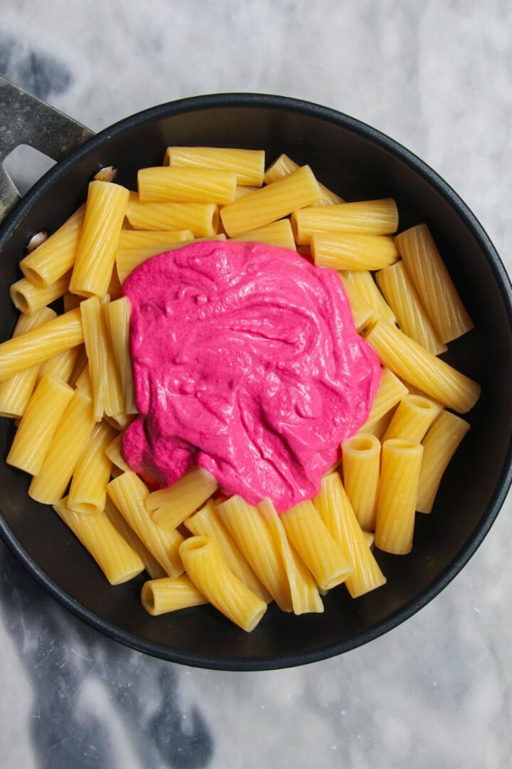 Quick Pink Beet Pasta with Feta - Dished by Kate