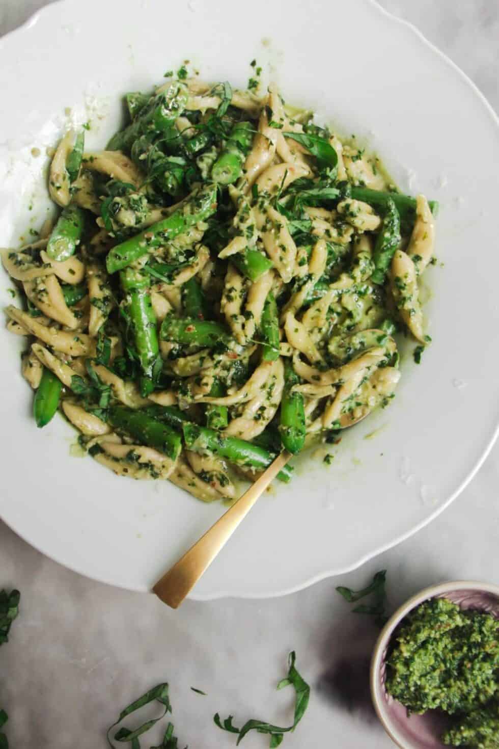 15 Minute Scissor Cut Pesto Pasta - Dished by Kate