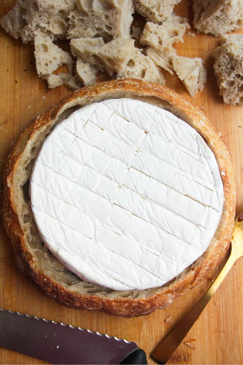 Oozy Baked Brie in a Bread Bowl - Dished by Kate