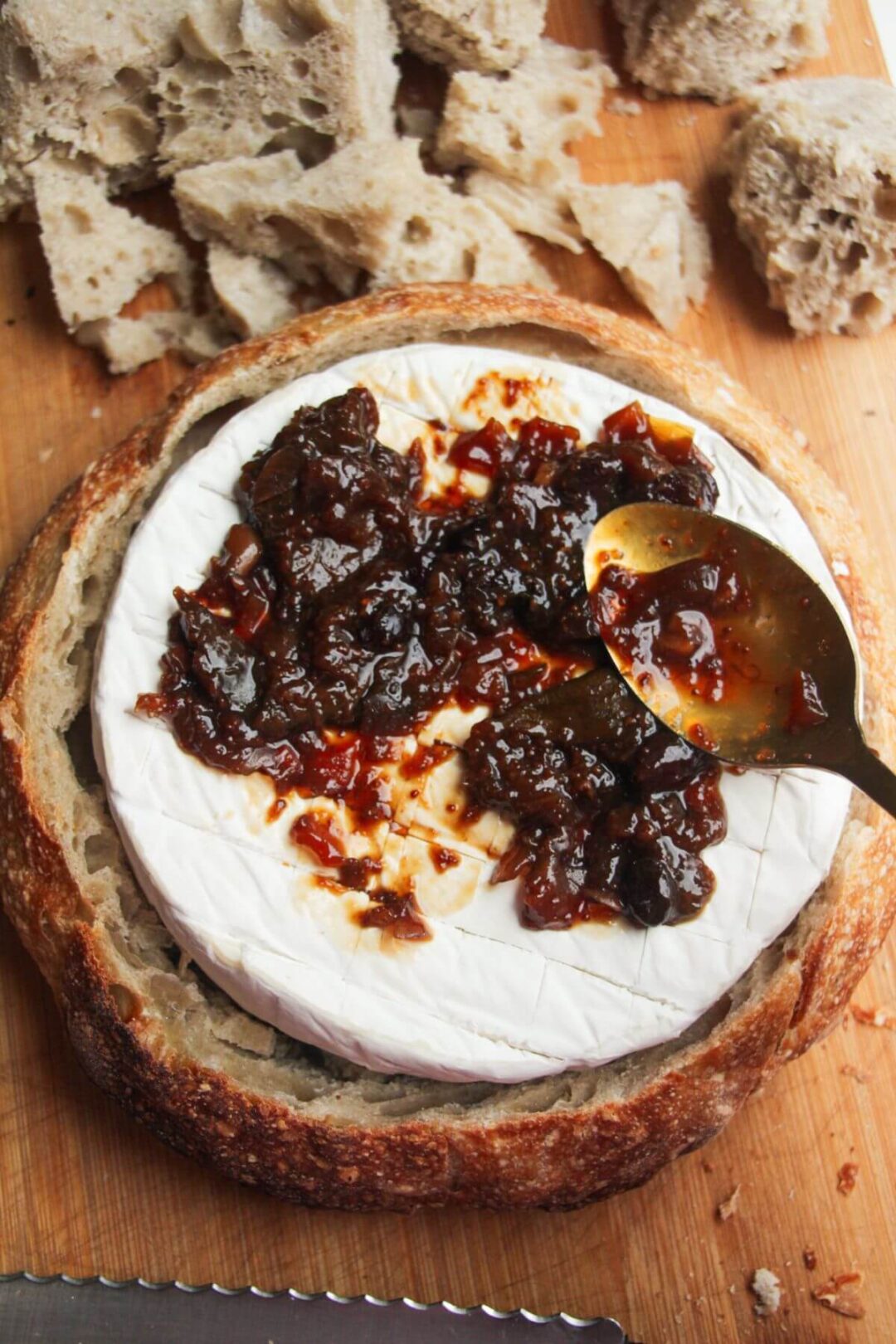 Oozy Baked Brie in a Bread Bowl - Dished by Kate