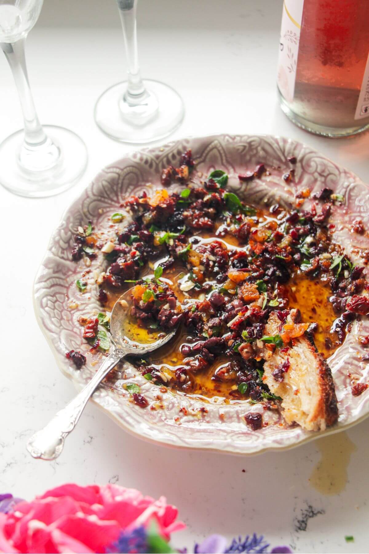 Cranberry & Sundried Tomato Date Night Bread Dipping Oil - Dished by Kate