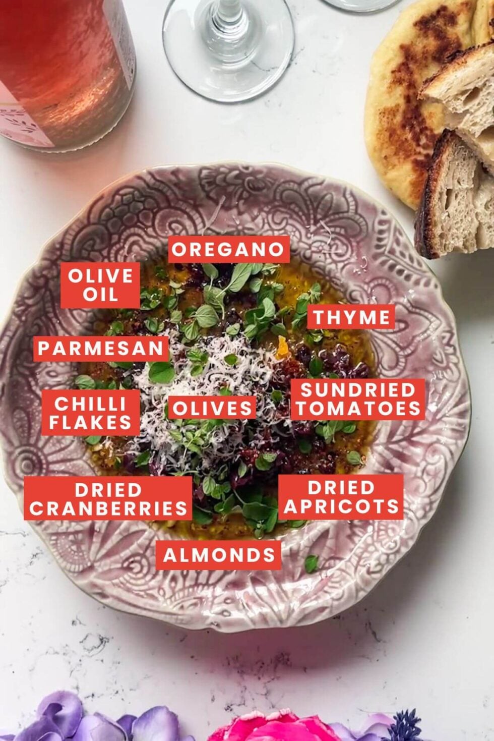 Cranberry & Sundried Tomato Date Night Bread Dipping Oil - Dished by Kate