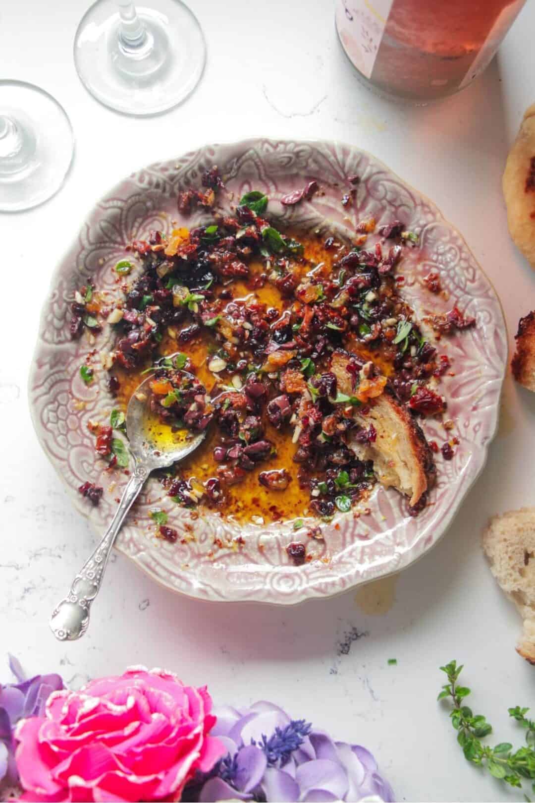 Cranberry & Sundried Tomato Date Night Bread Dipping Oil - Dished by Kate