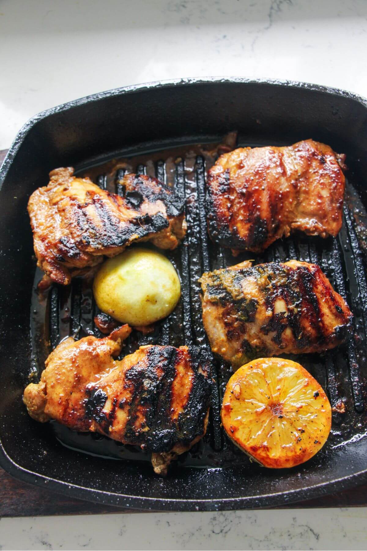 Charred Peanut Butter Chicken with Pineapple Salsa - Dished by Kate