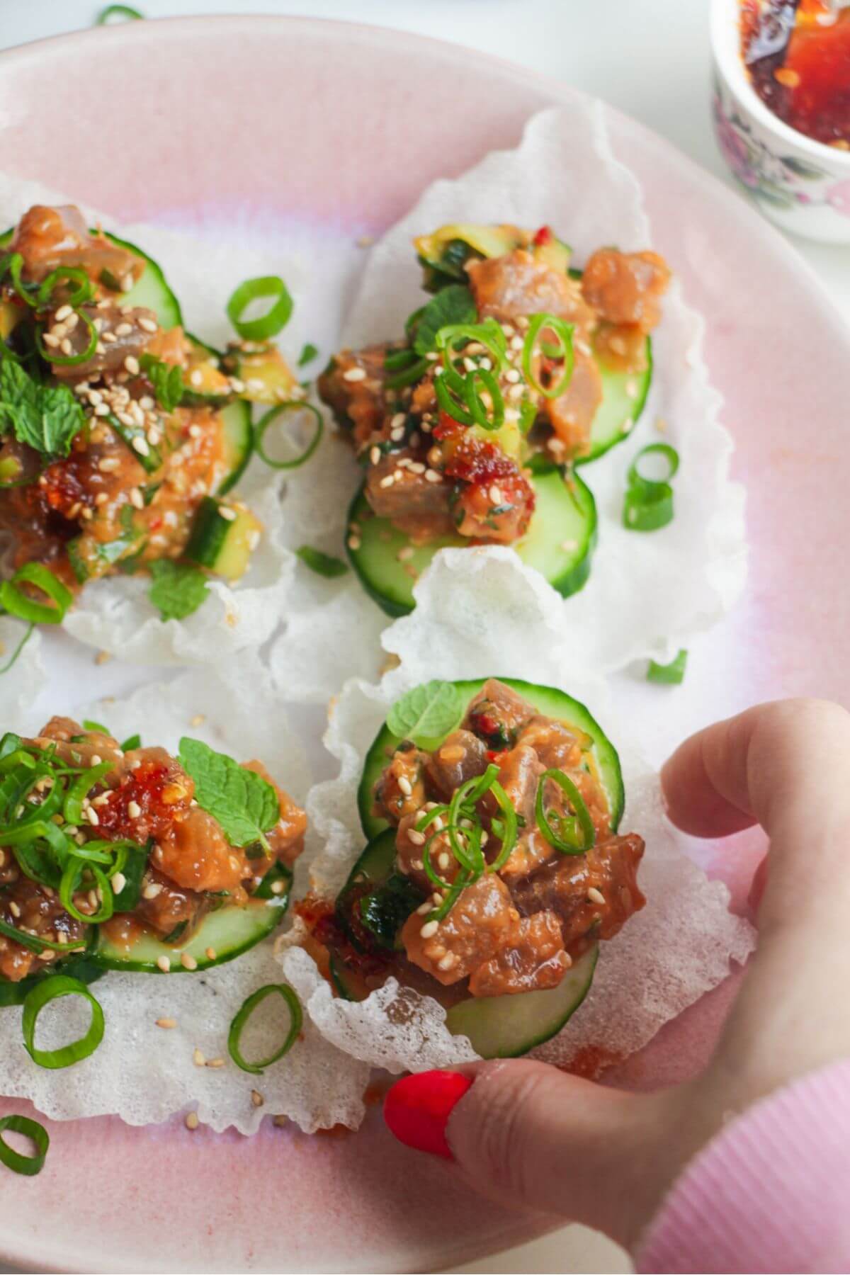 Spicy Tuna Crispy Rice Paper Cups - Dished by Kate