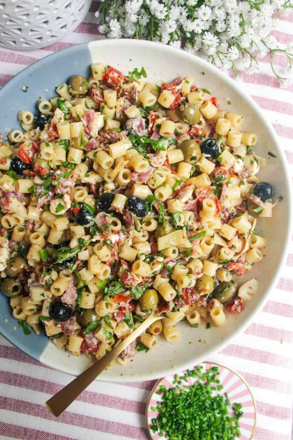 Loaded Italian Antipasti Deli Pasta Salad - Dished by Kate