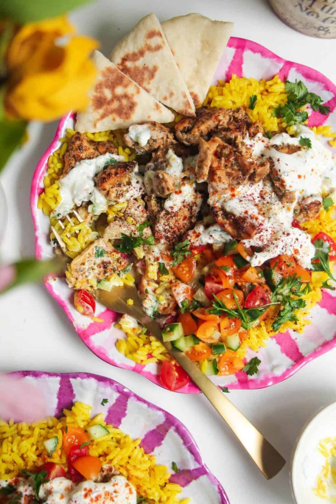 Mediterranean Chicken Rice Bowls - Dished by Kate