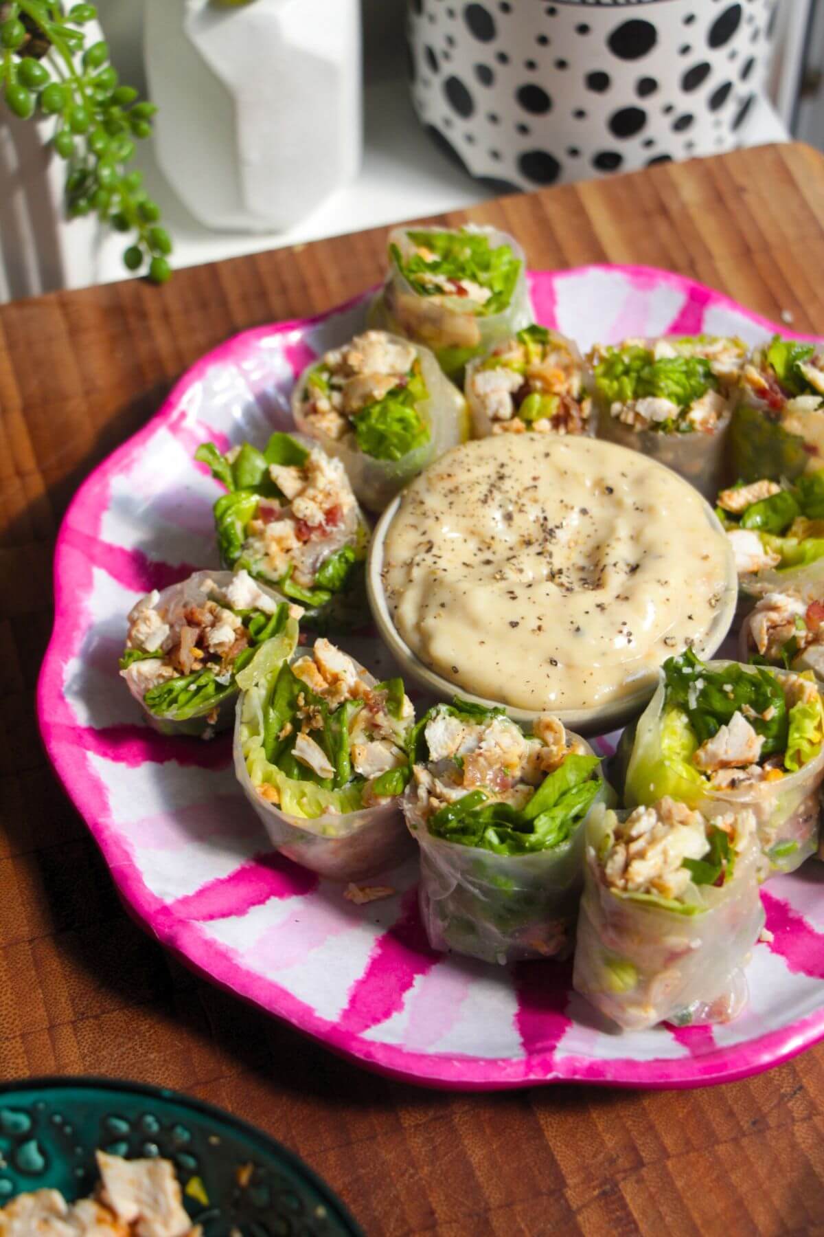 Chicken Caesar Rice Paper Rolls (Summer Rolls) - Dished by Kate