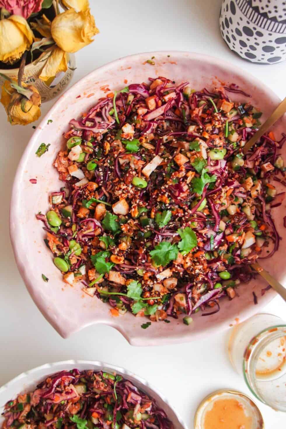 Korean Grilled Chicken Crispy Rice Salad - Dished by Kate