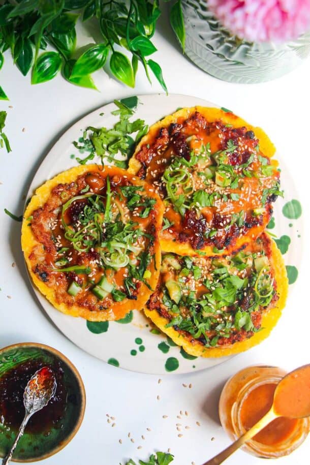 High-Protein Satay Chicken Smash Tacos - Dished by Kate