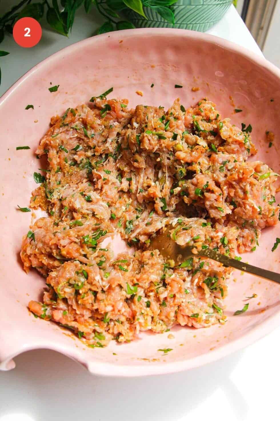 Juicy Dumpling Meatballs with Creamy Gochujang Sauce - Dished by Kate