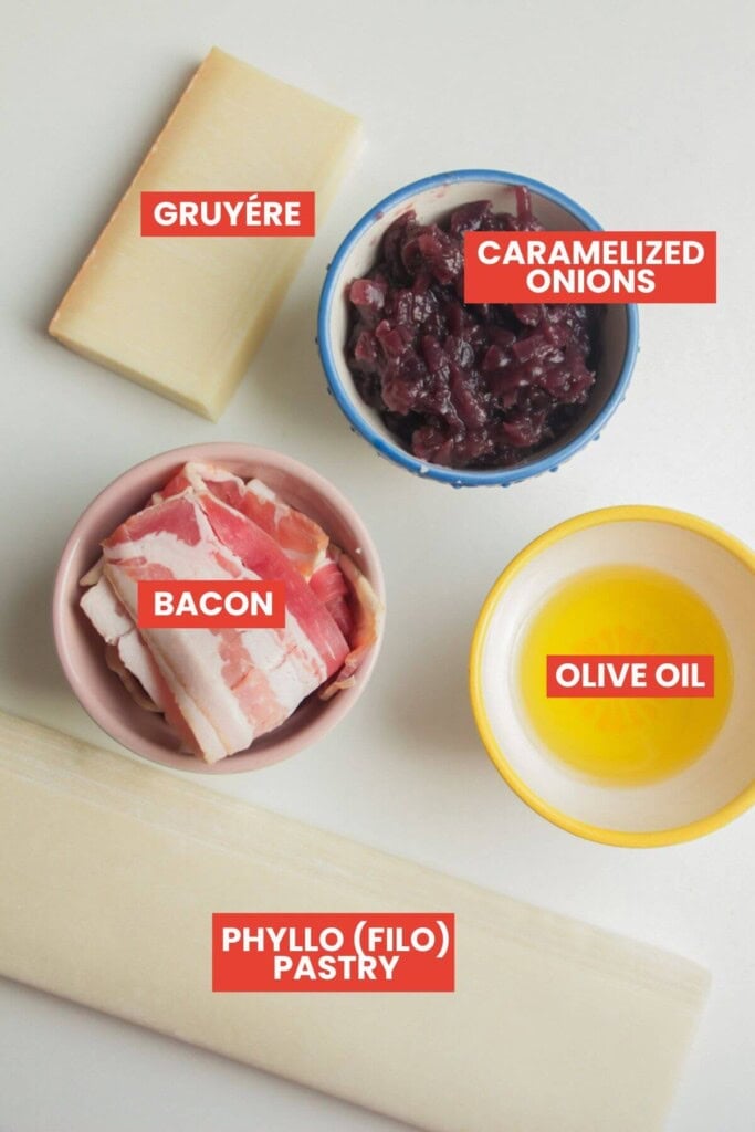 Caramelized Onion, Bacon and Gruyère Phyllo Cups - Dished by Kate